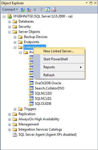 Using ODBC Driver as Data Source in SSMS Linked Server