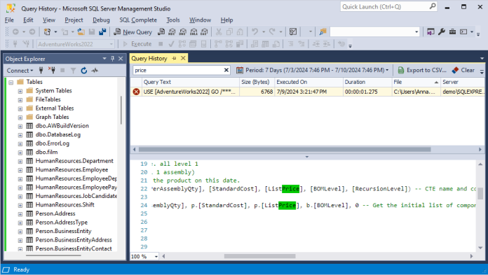 SQL Query History in SQL Complete - Devart Blog