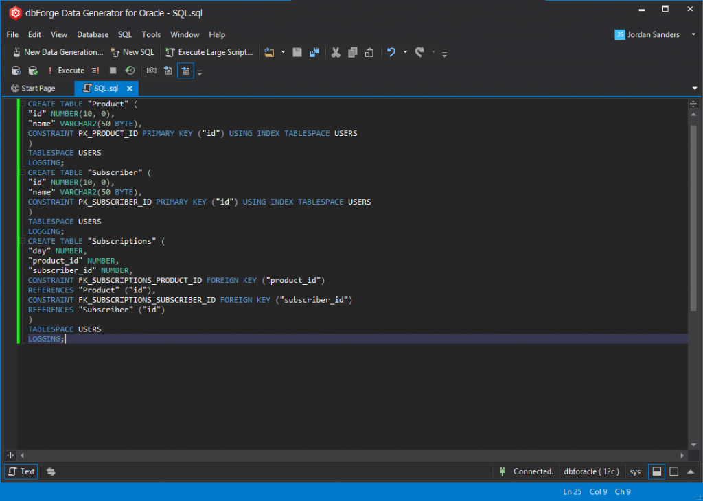 Generating subscription statistics data in Oracle Data Generator - Devart Blog