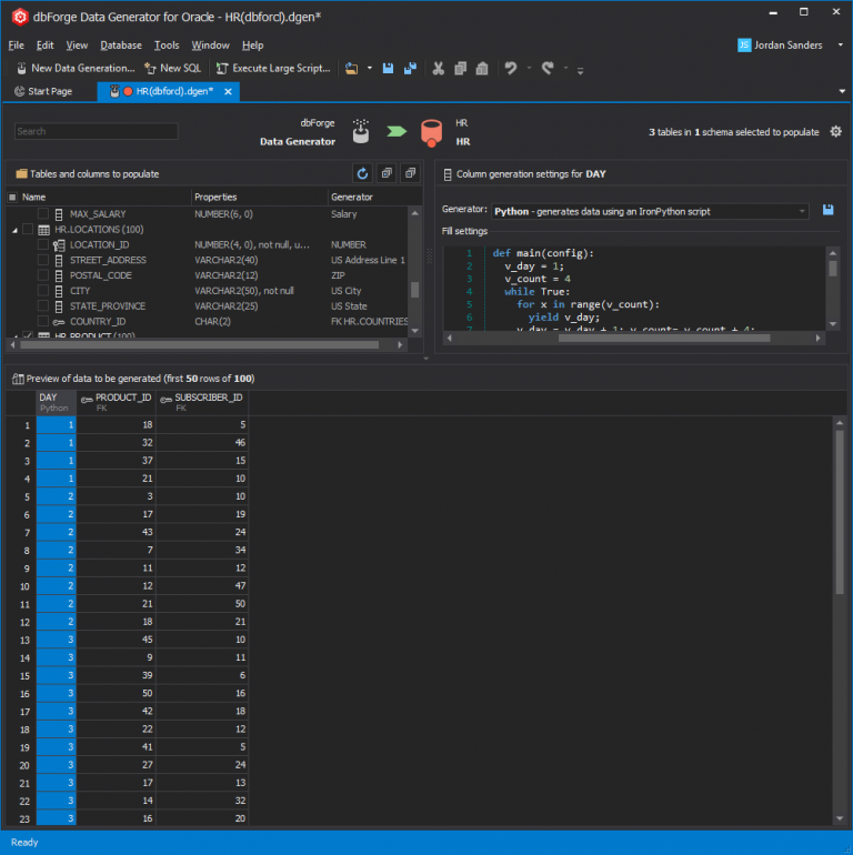 Generating subscription statistics data in Oracle Data Generator - Devart Blog