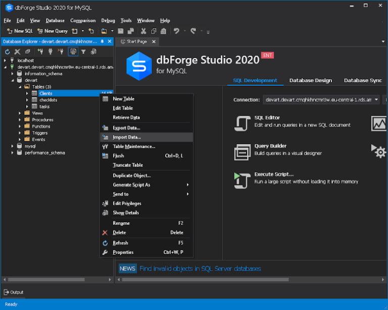 Import MySQL data to Amazon RDS - Devart Blog