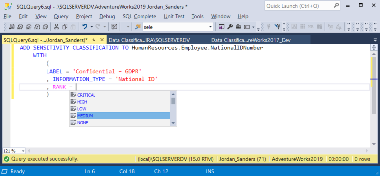 ADD SENSITIVITY CLASSIFICATION Command in SQL Server 2019 - Devart Blog