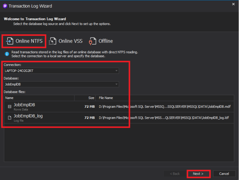 SQL Server Rollback - using dbForge Transaction Log