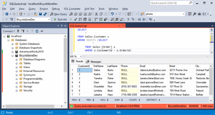 SQL Server EXISTS and NOT EXISTS
