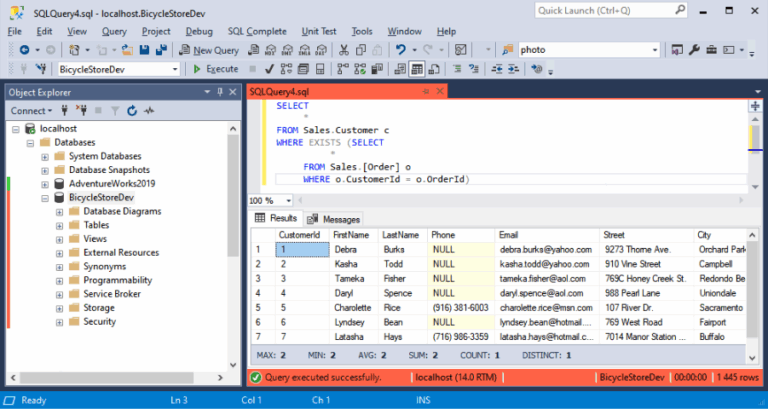 SQL Server EXISTS and NOT EXISTS