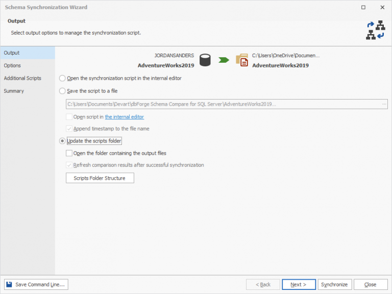 Using OneDrive to Store Scripts Folders for dbForge Schema Compare ...