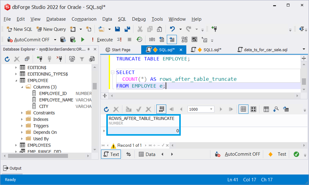 SQL TRUNCATE TABLE Statement Syntax Examples