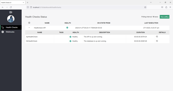 ASP.NET Core 6 Core Application Health Checks using PostgreSQL