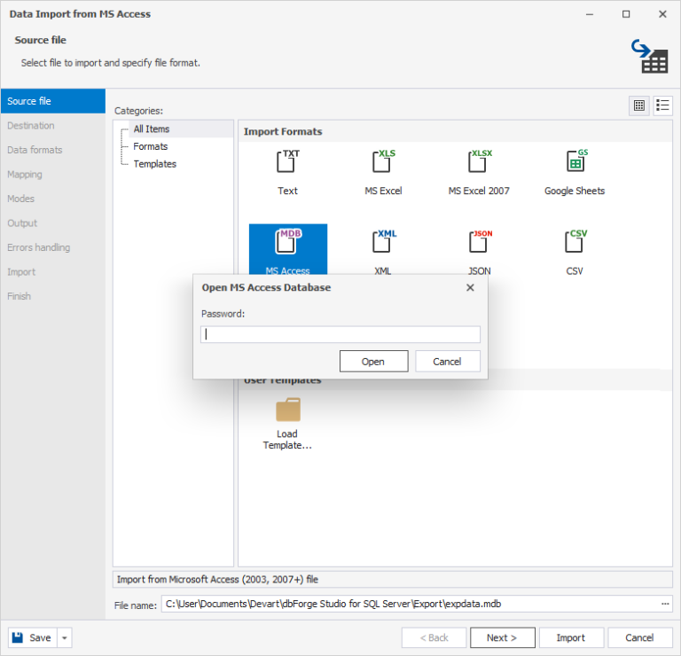 Microsoft Access database migration to SQL Server - using dbForge Studio