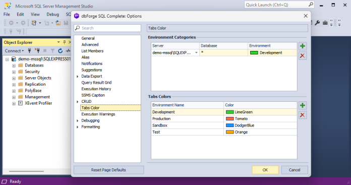 How to Change Tab Colors in SSMS - using SQL Complete