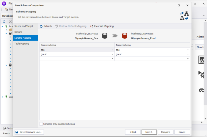Check IF Database Exists in SQL Server – using Schema Compare
