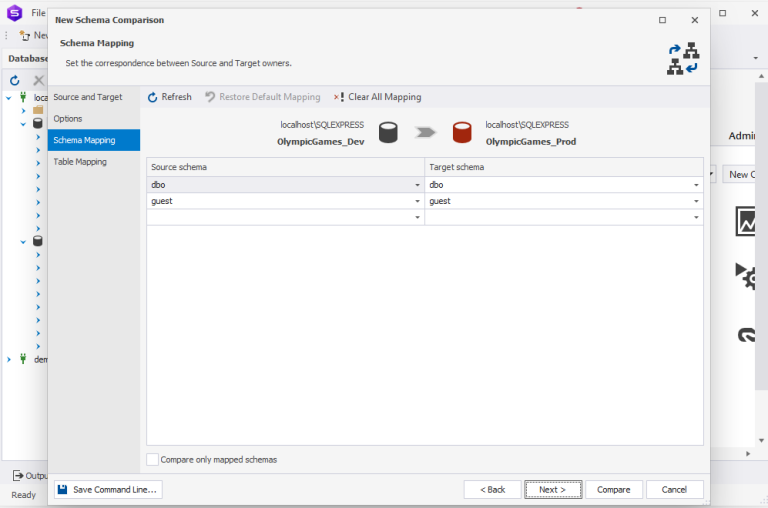Check IF Database Exists in SQL Server – using Schema Compare