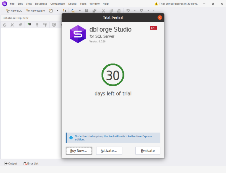 Running dbForge Studio for SQL Server on Linux — using WINE