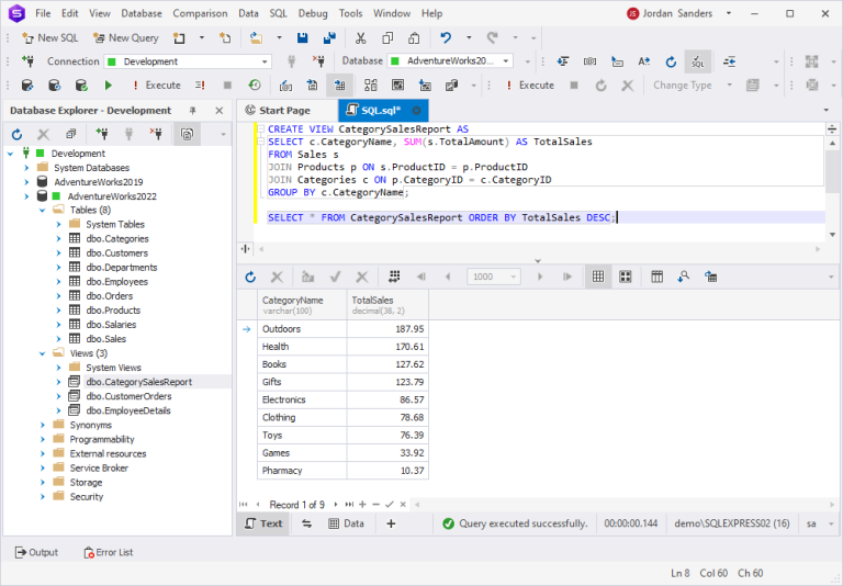 Tables vs Views in SQL Server — Syntax, Basics, Examples