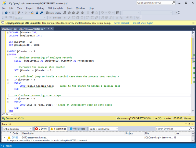 Why BEGIN TRY/BEGIN CATCH is better than GOTO — in T-SQL Error Handling