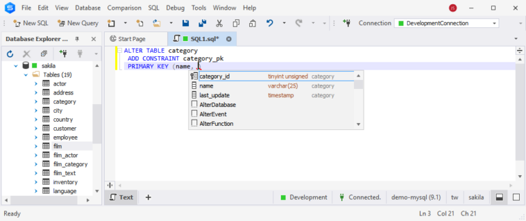 Mysql Primary Key Using Create And Alter Table Statements