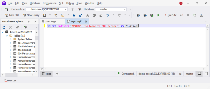 Patindex Function In Sql Server — Syntax And Examples